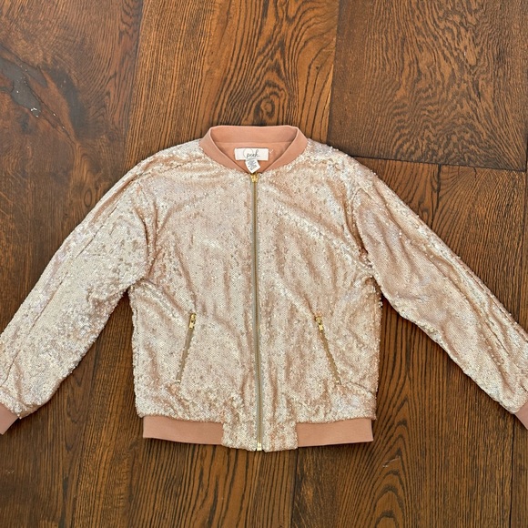 Peek | Jackets & Coats | Rose Gold Glitter Jacket Girls | Poshmark